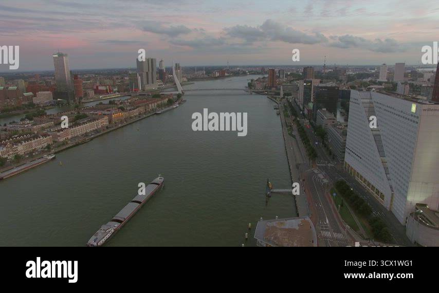 Rotterdam cityscape erasmus bridge aerial Stock Videos & Footage - HD ...