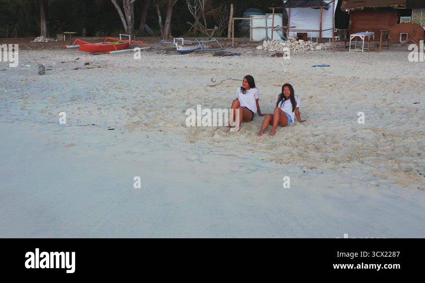 Young beauty models on vacation by the sea at the beach on summer white ...