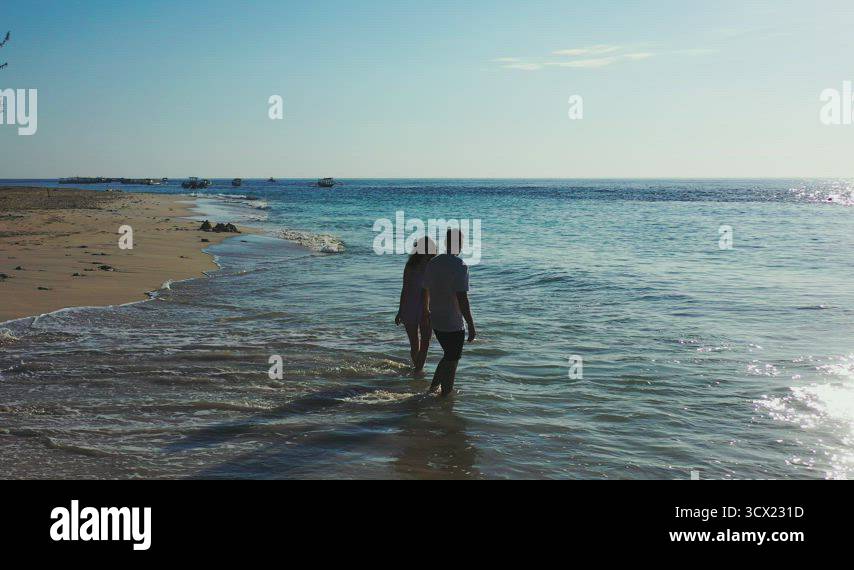 Fun people in love dating on vacation enjoy luxury on beach on white ...