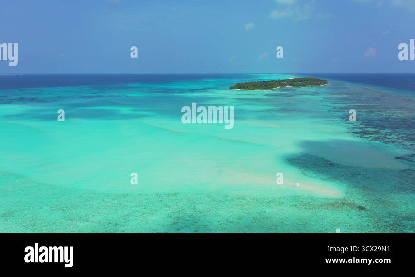 Daytime aerial abstract shot of a paradise sunny white sand beach and ...