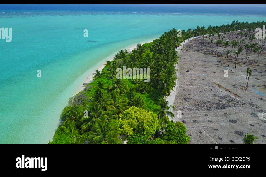 Luxury above copy space shot of a white paradise beach and blue water ...