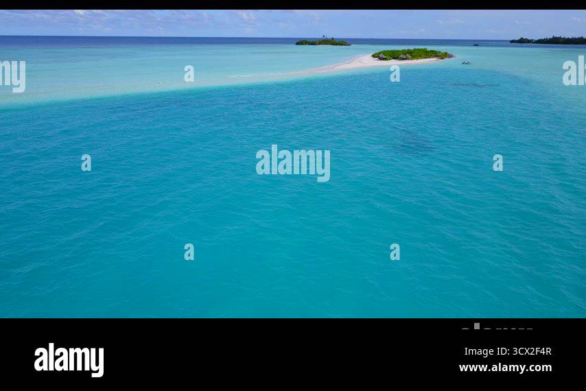 Natural aerial clean view of a white sand paradise beach and aqua ...