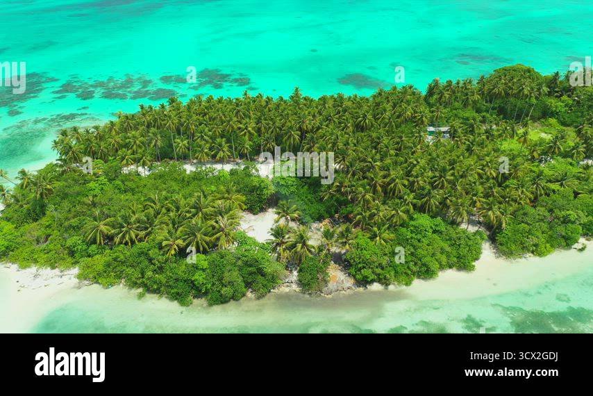 Natural above clean view of a sunshine white sandy paradise beach and ...