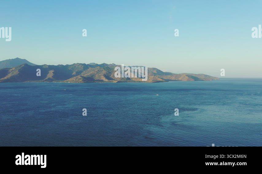 Natural above copy space shot of a white paradise beach and blue water ...