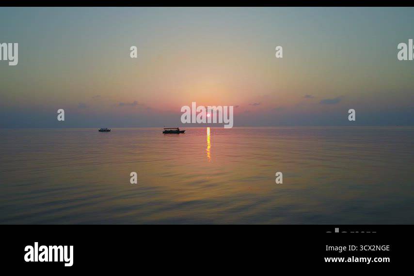 Daytime drone clean view of a white paradise beach and turquoise sea ...