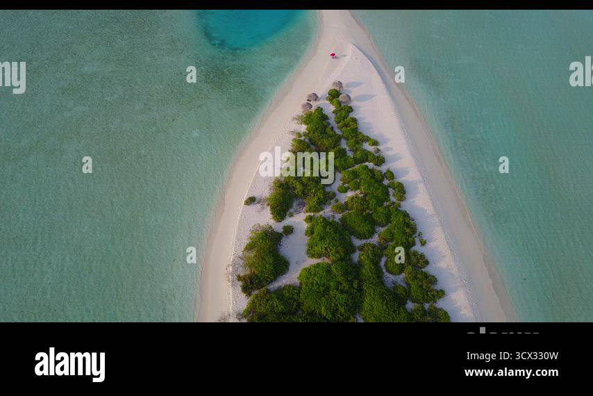Luxury above copy space shot of a white paradise beach and blue water ...