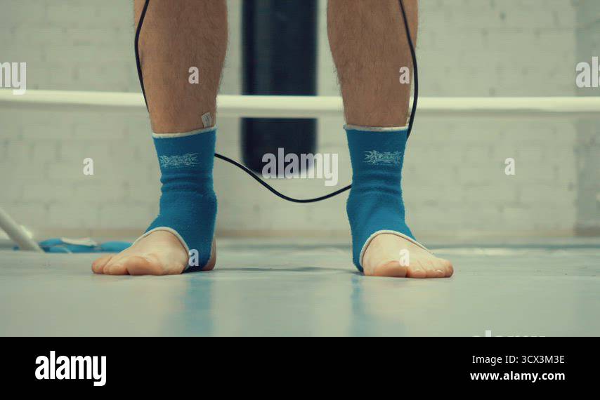 Portland, Oregon, USA - April 13, 2019. Legs boxer man jumping on ...