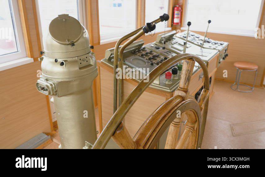 Navigation Bridge Steering Wheel Ship Control Stock Video Footage - Alamy