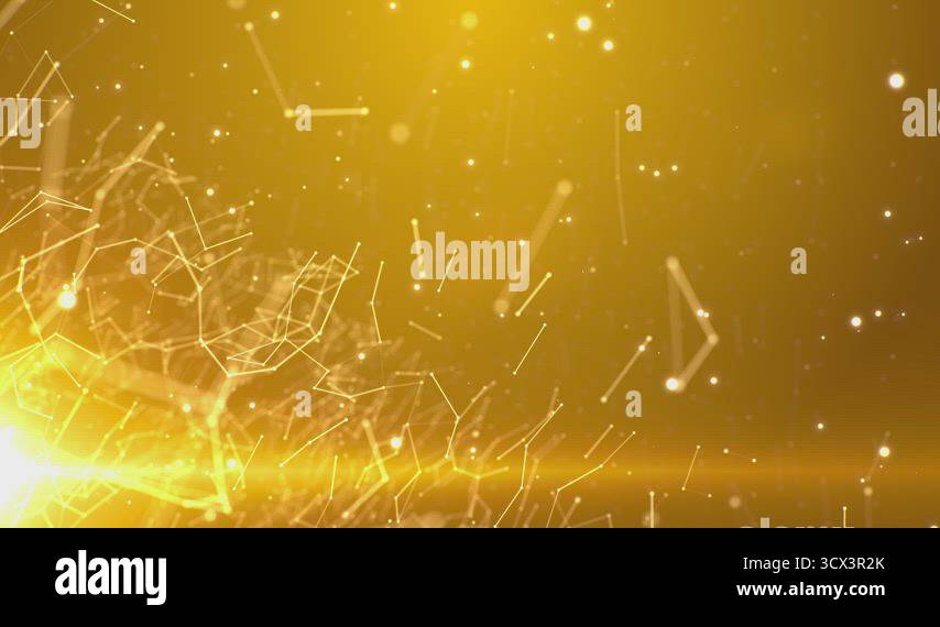 Network of lines and particles with a light in the bottom left corner ...