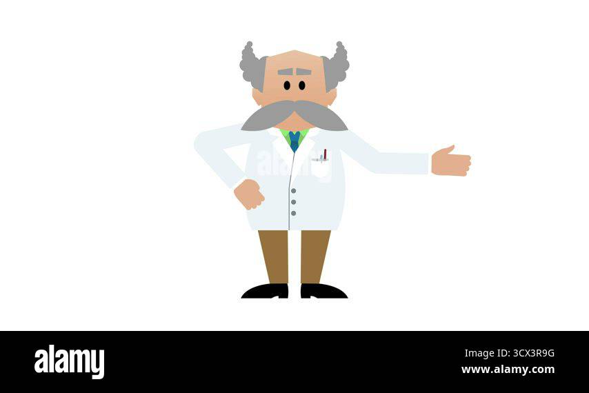 Senior white professor explaining and talking. 4K loopable cartoon ...