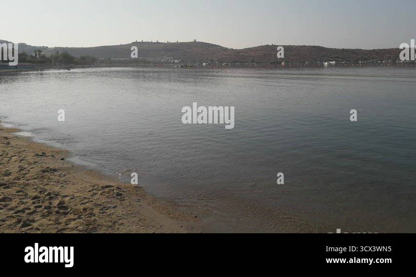 Gumbet, Bodrum Aegean sea bay and beach panorama Stock Video Footage ...