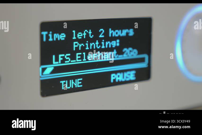 Electronic scoreboard with countdown to the end of work of 3D printer ...