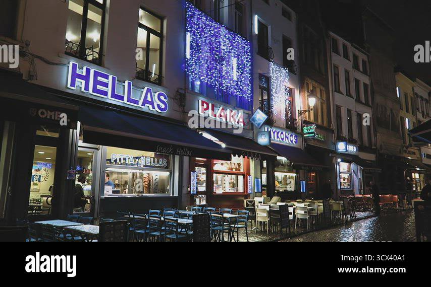 Brussels, Belgium Greek fast food restaurants, close to Grand Place ...