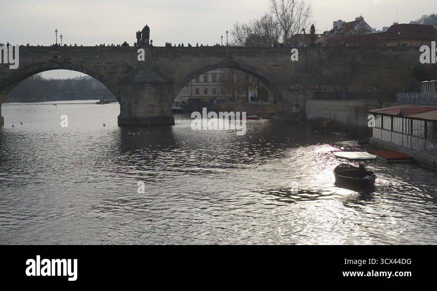 Prague - Czech Republic - 01-12-2019- Vltava river in central Prague ...