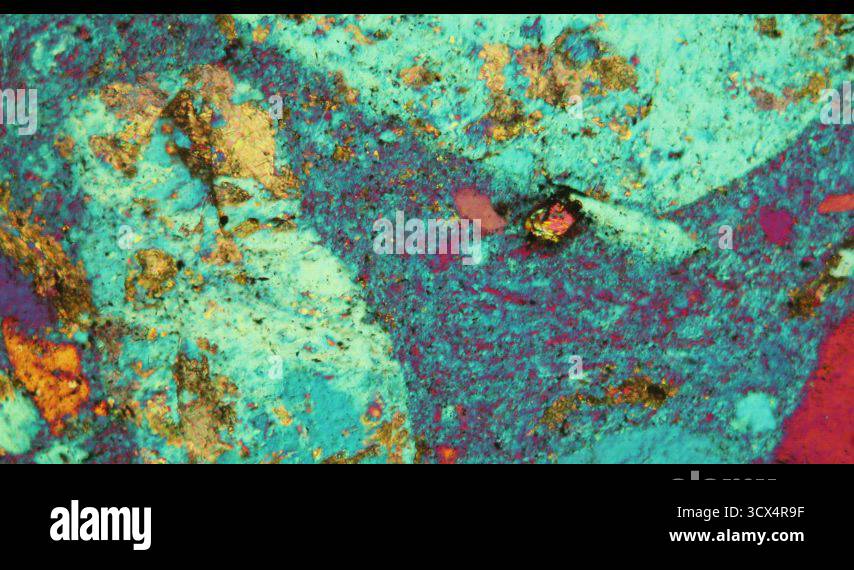 Porphyry rock section under the microscope Stock Video Footage - Alamy
