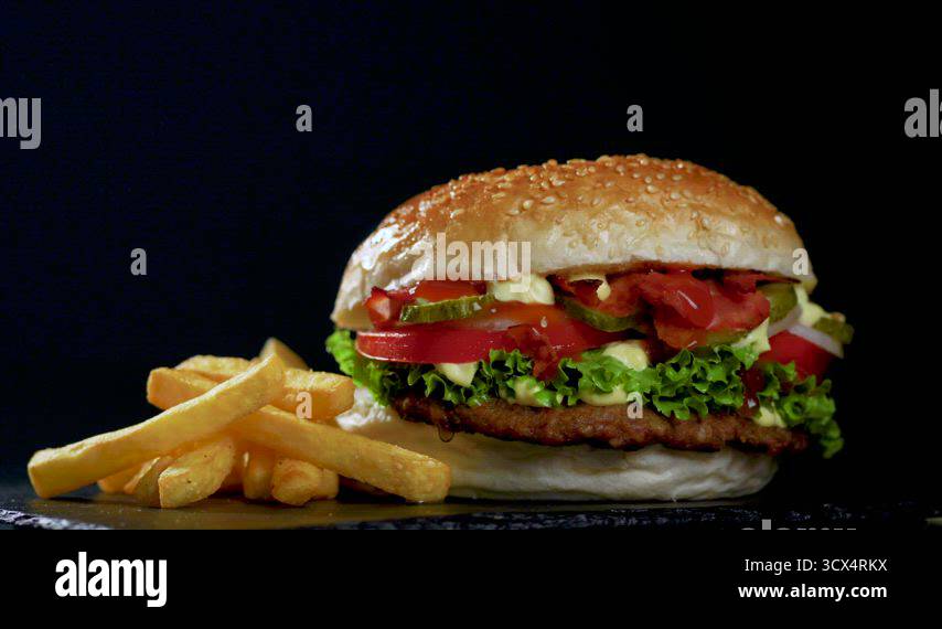 Bacon hamburger french fries bun Stock Videos & Footage - HD and 4K ...