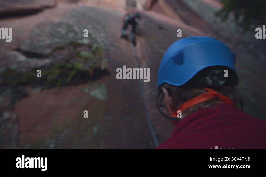 CU Man belaying lead climber, Liming, Yunnan, China Stock Video Footage ...