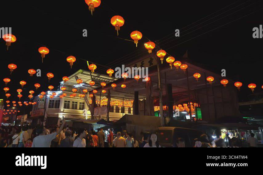 Tilt shot Pek Gong Cheng of crowd during chinese new year Stock Video ...