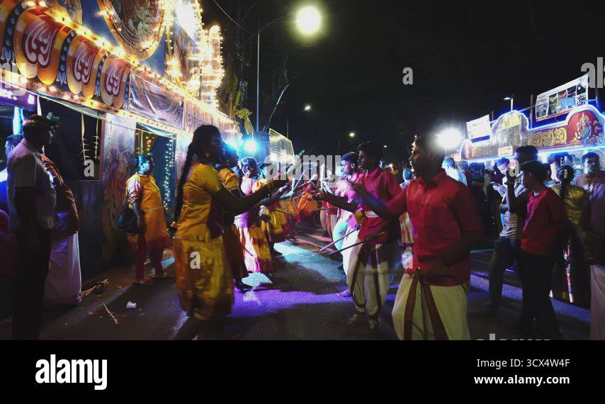 Indian stick dance with colorful LED for Thaneer Panthal at street ...