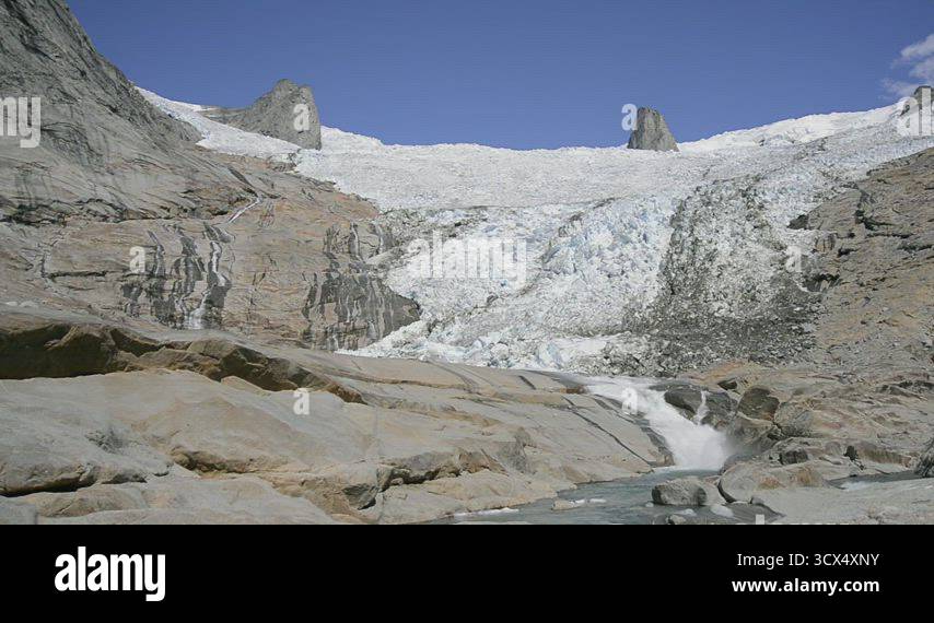 WS PAN Meltwater from glacier falling into Tasermiut fjord, Tasermiut ...
