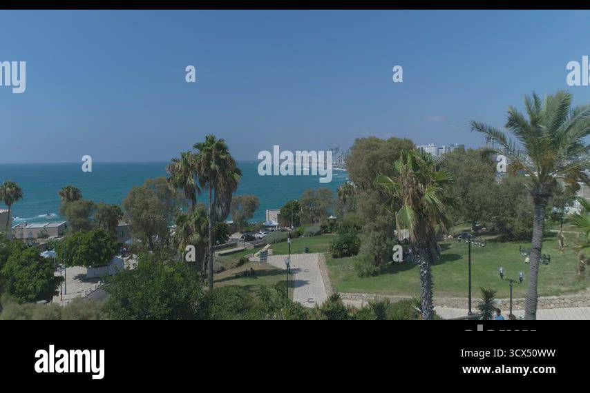 Israel Tel Aviv - Yafo, Jaffa. Birds eye view with mediterranean sea ...