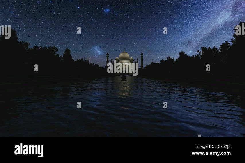 Taj Mahal with beautiful sky with stars on background Stock Video ...