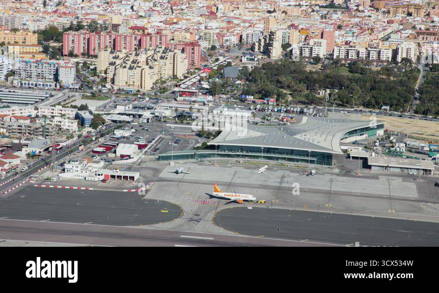 Airplane on runway preparing to take off, aerial view Stock Video ...