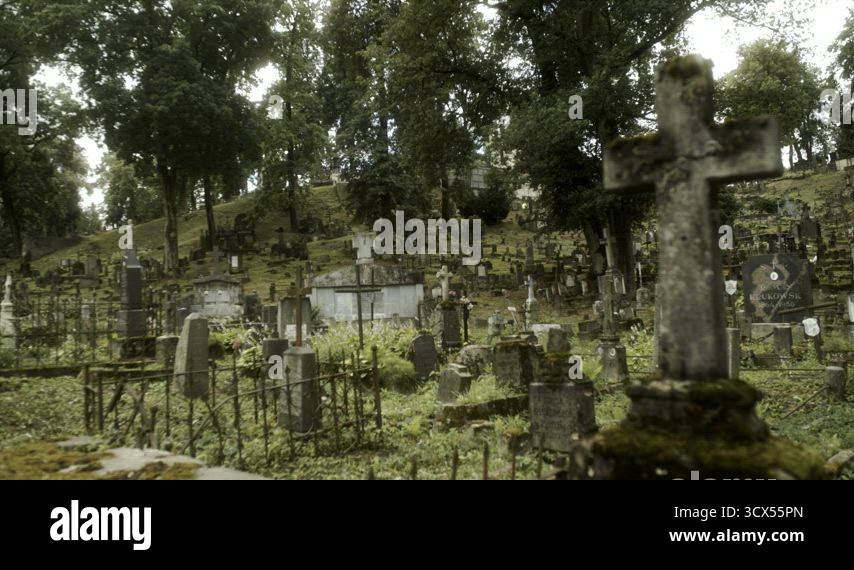 Creepy Old Cemetery Stock Video Footage - Alamy