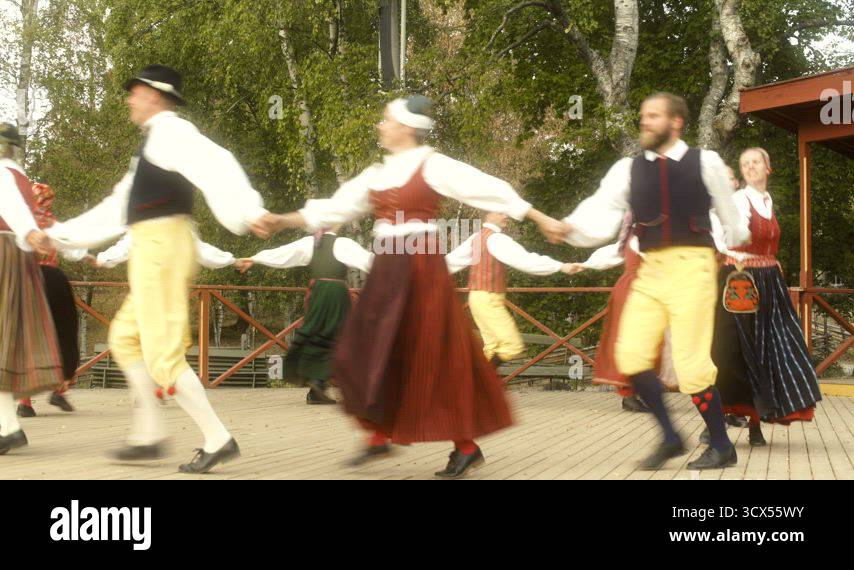 Dancers Performing Traditional Swedish Folk Dance Stock Video Footage ...
