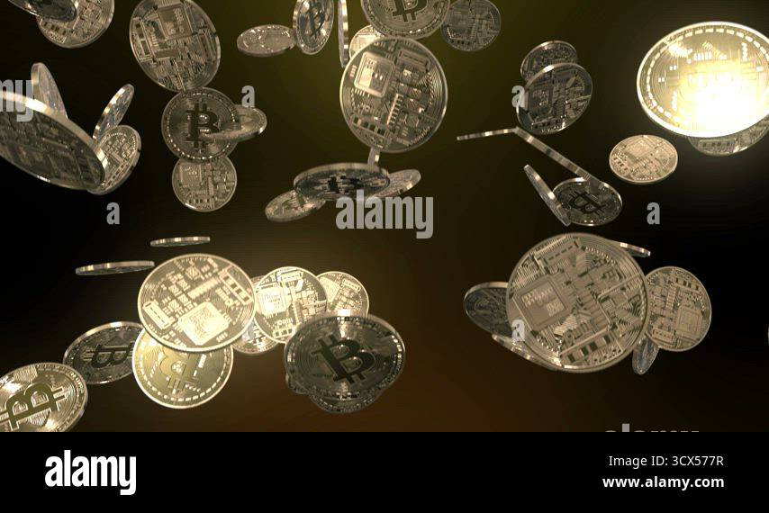 Raining Bitcoins Stock Video Footage - Alamy