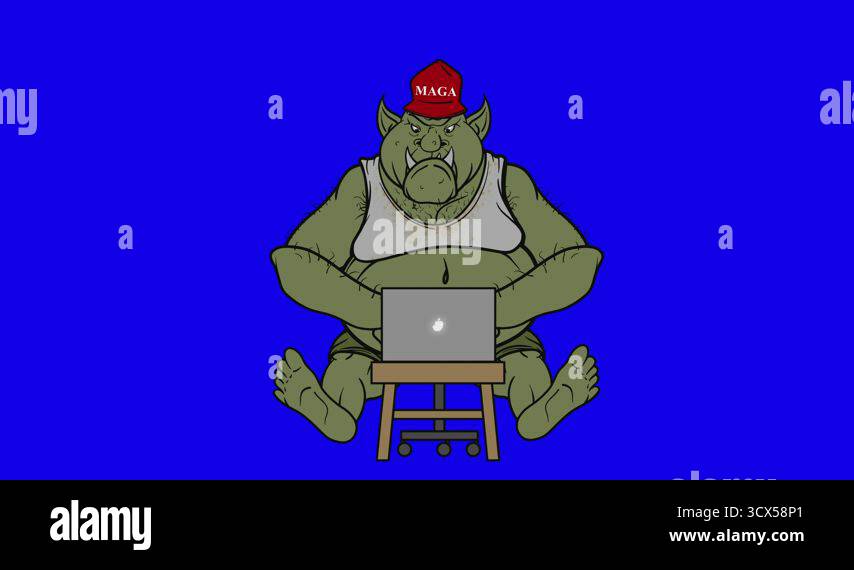 Animated Right Wing Internet Troll Trolling On Blue Screen Stock Video ...