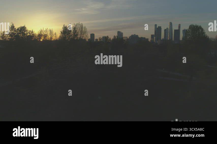 Moscow Skyline and International Business Center at Sunset. Aerial View ...