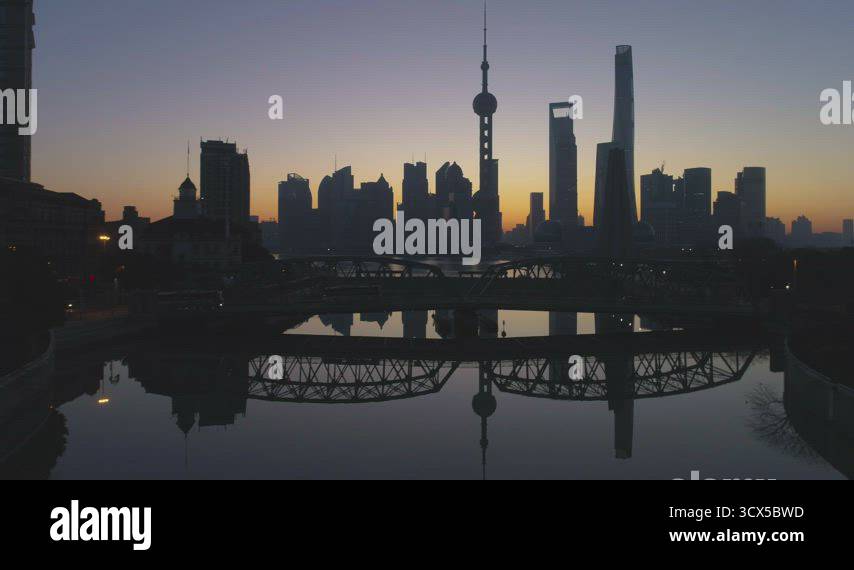 Panoramic Shanghai Skyline at Dawn. Lujiazui Financial District and ...