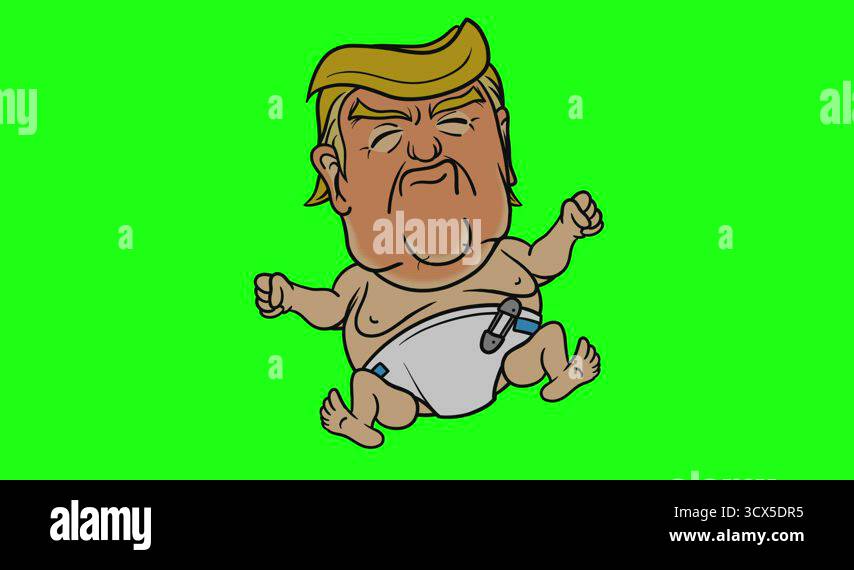 Crying Baby Trump Loop Animation On Green Screen Stock Video Footage ...