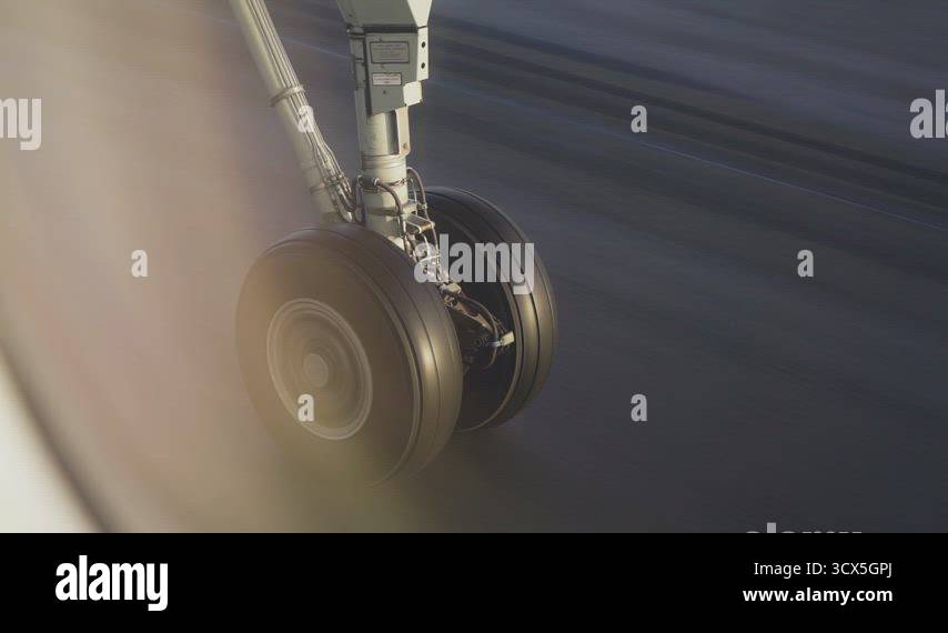Airplane landing gear takeoff and retraction in Helsinki airport ...