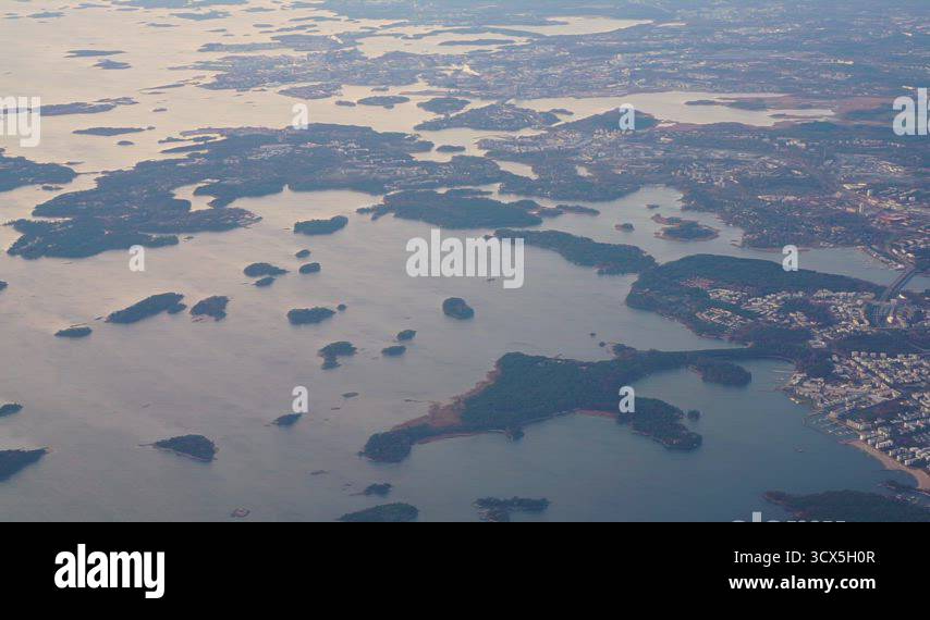 Helsinki archipelago islands and sea aerial view from an airplane Stock ...