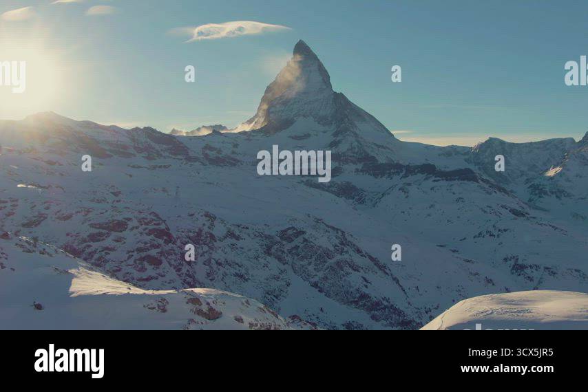 Matterhorn Mountain at Sunset in Winter. Snowy Swiss Alps. Switzerland ...