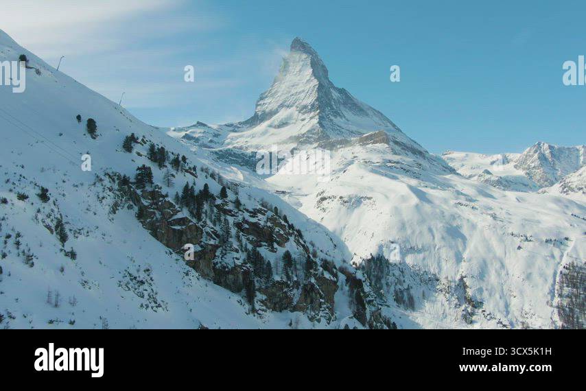 Matterhorn Mountain in Winter Day. Swiss Alps. Switzerland in Snow ...