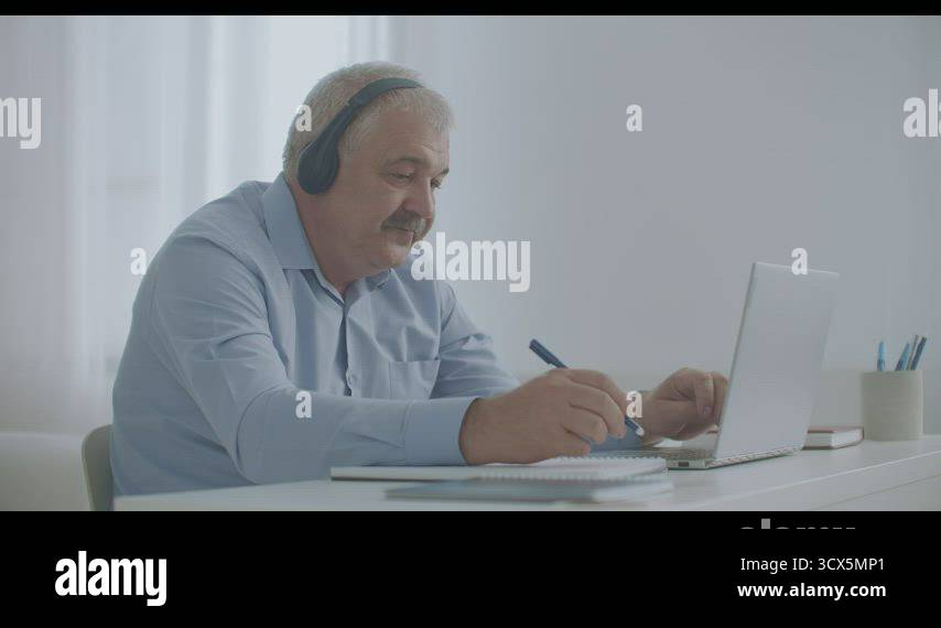 specialist is consulting client online by laptop, explaining and ...