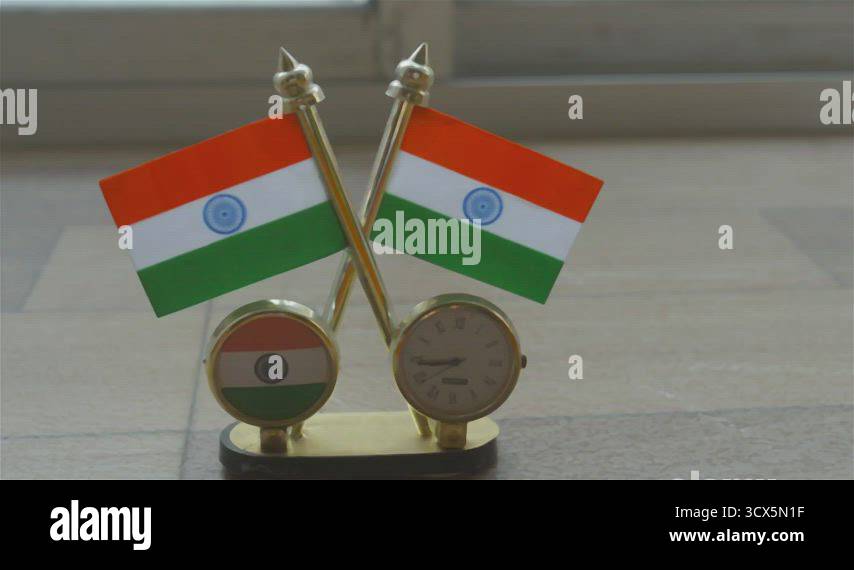 Indian flag clock. Indian Flag and Table Clock Flag. Flag with Golden ...