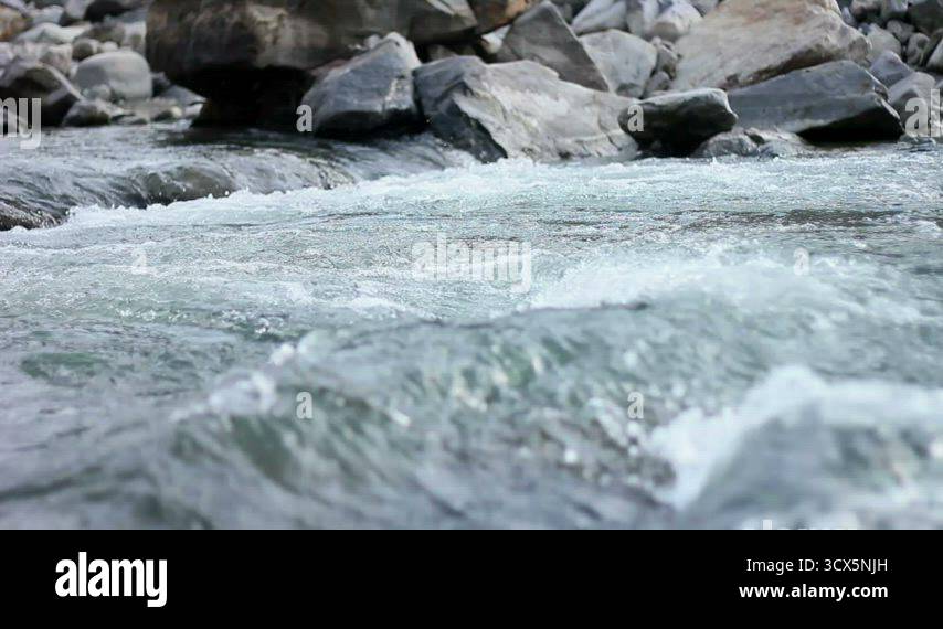 close up shot of the river ganga where water streaming Stock Video ...