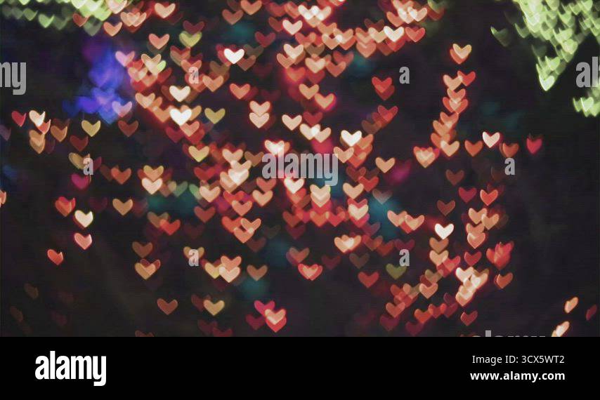 hearts falling on the floor and blur pink shape heart change color ...