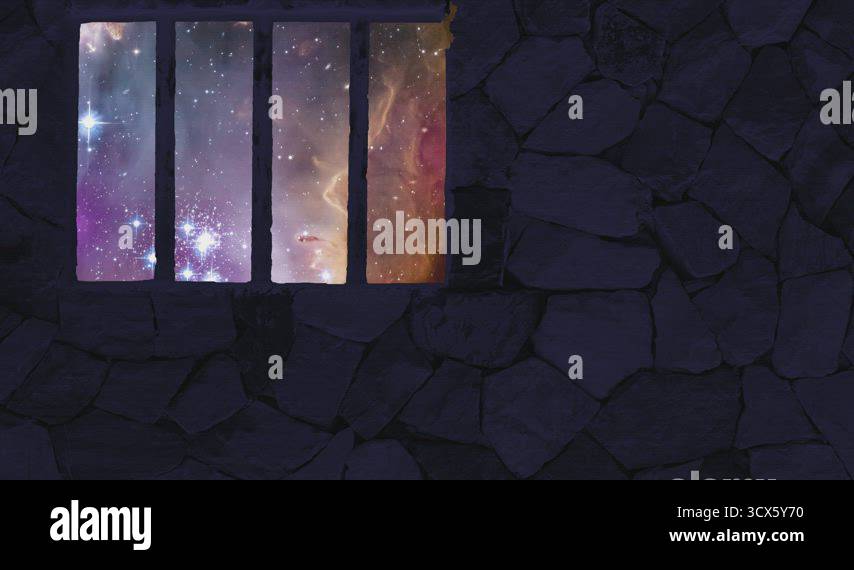 galaxy pass back silhouette window and iron bar1 Stock Video Footage ...