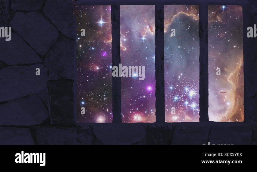 galaxy pass back silhouette window and iron bar Stock Video Footage - Alamy