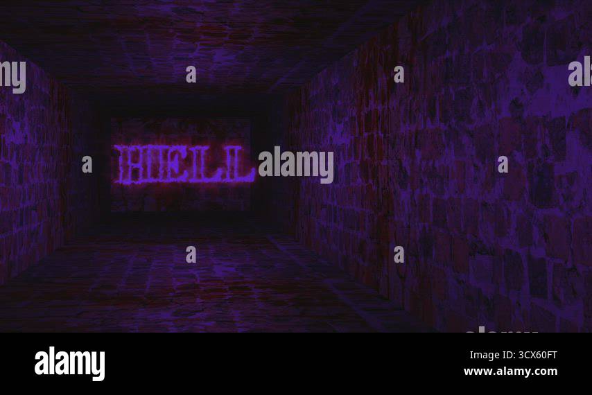 Mystical interior of dark empty corridor, tunnel in an abandoned house ...