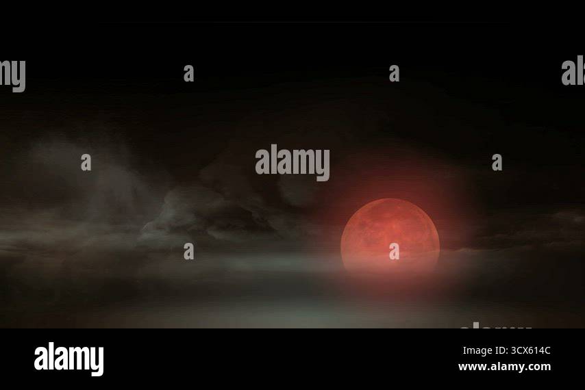 horror red moon and cloudy sky Stock Video Footage - Alamy