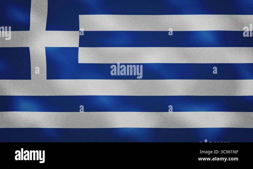 Greece athens greek flag banner cloth background loop dense fabric ...