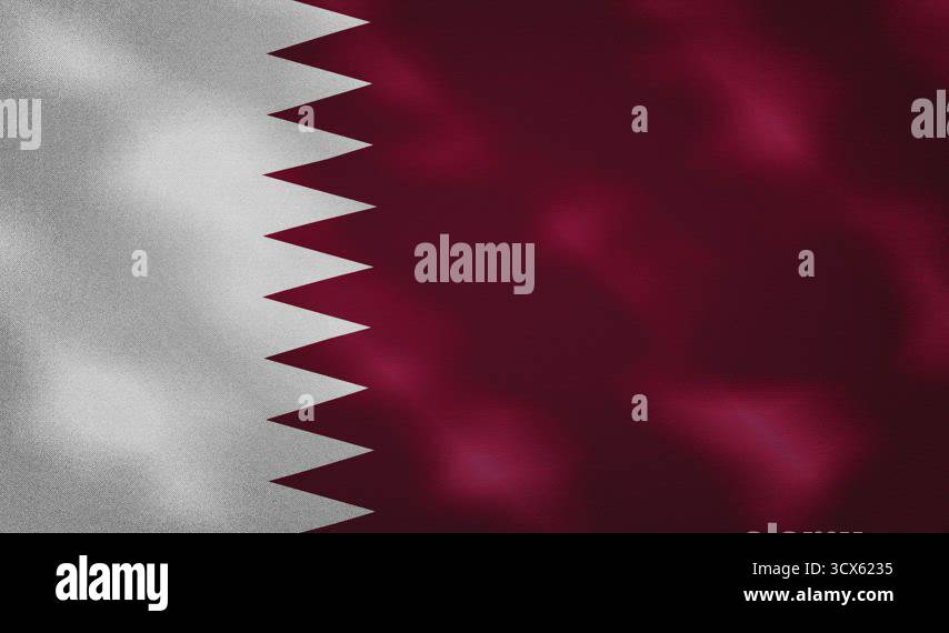 Qatar doha qatari flag banner cloth background loop dense fabric ...
