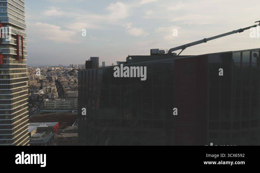 Tel aviv skyline at Daytime. Horizon view of towers and buildings ...