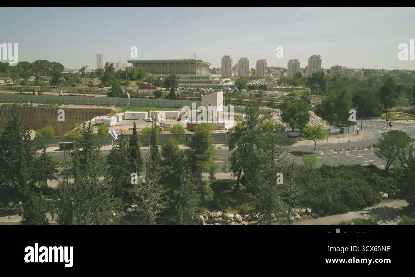 Aerial view of Knesset Building Jerusalem, Israel National Parliament ...